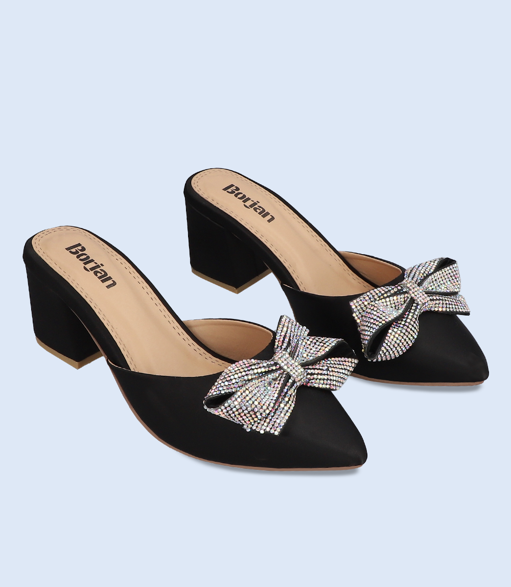 BW9533-BLACK/SILV-Women Formal Mules – Borjan